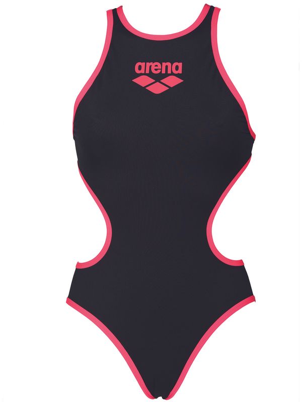 Arena One Biglogo Black & Fluro Red Womens One Piece