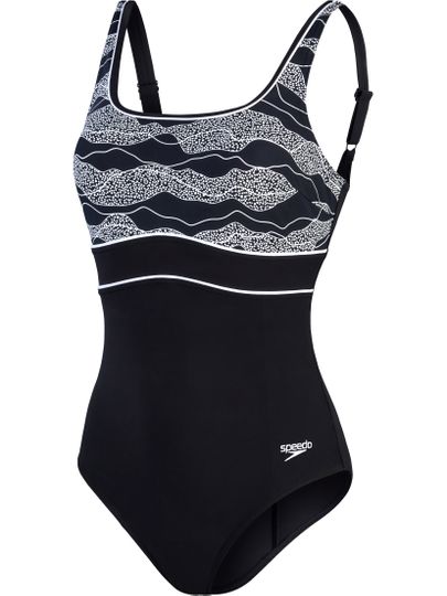 Speedo Shaping Contour Eclipse One Piece - Printed Black/White