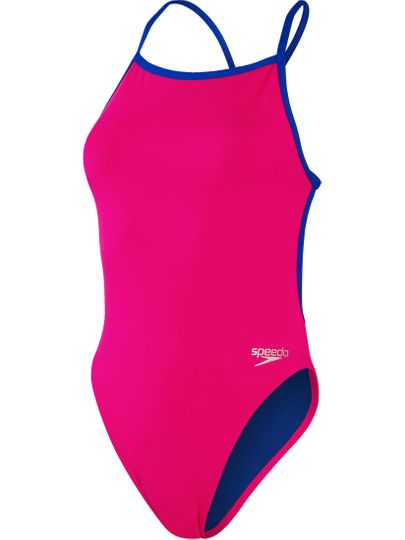 Speedo V-Back One Piece - Electric Pink/Chroma Blue