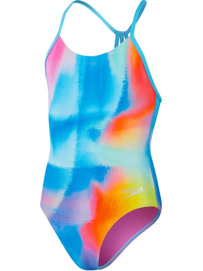 Speedo V-Back One Piece - Pink/Blue/Green