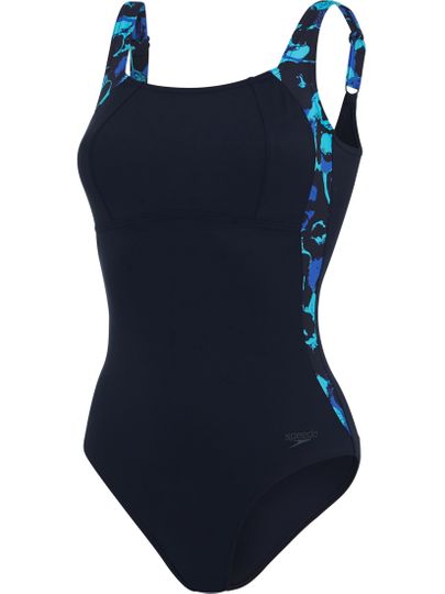 Speedo Luna Lustre Printed Shaping One Piece - Navy/Blue Flame