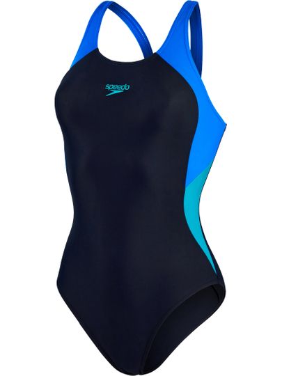 Speedo Splice Muscleback One Piece - Colourblock Bondi Blue/Aquarium
