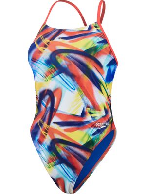 Speedo Lattice Tie Back One Piece - Watermelon/Navy/Lime
