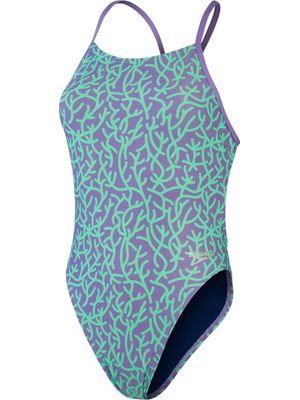 Speedo Tie Back One Piece - Miami Lilac/Fake Green