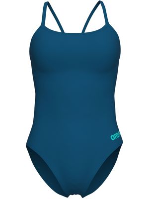 Arena Solid Lace Back One Piece - Blue