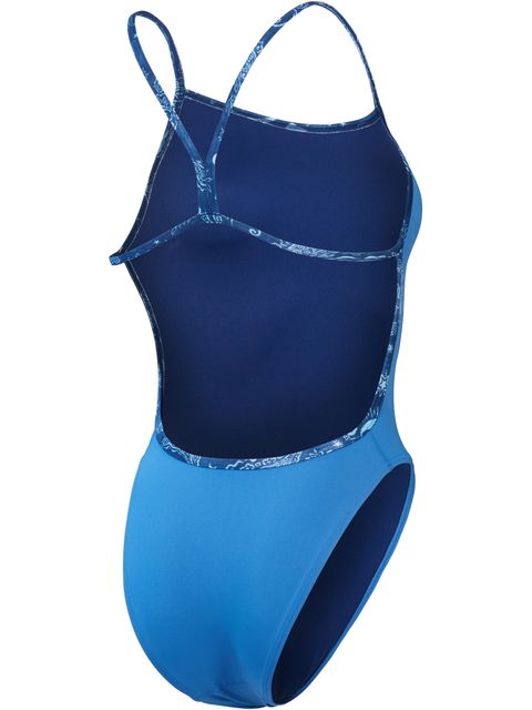 Speedo Solid V-Back One Piece - Sevres Blue | Swimmer.com.au