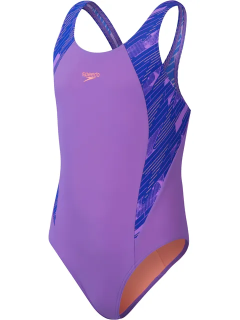 Speedo Splice Muscleback One Piece - Purple/Cobalt/Peach | Swimmer.com.au