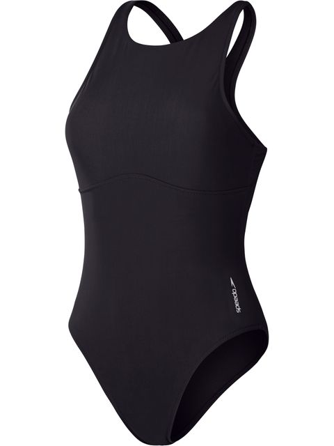 Speedo Solid Highneck One Piece - Anthracite