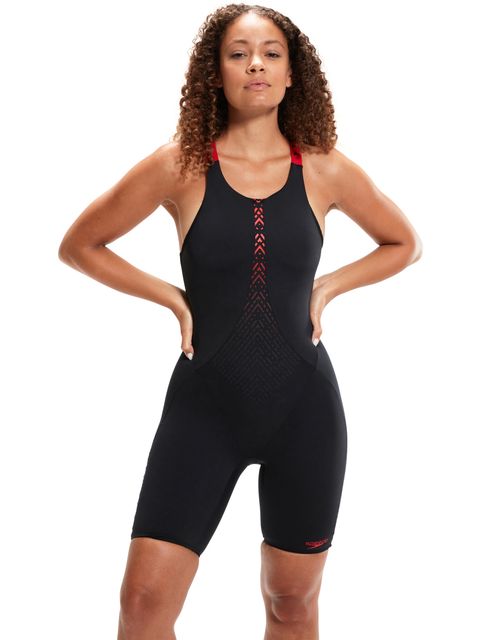 Speedo HydroPro Kneelength - Black/Red | Swimmer.com.au