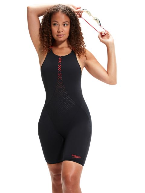 Speedo HydroPro Kneelength - Black/Red | Swimmer.com.au