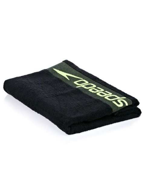 Speedo Border Towel Black & Acid Green