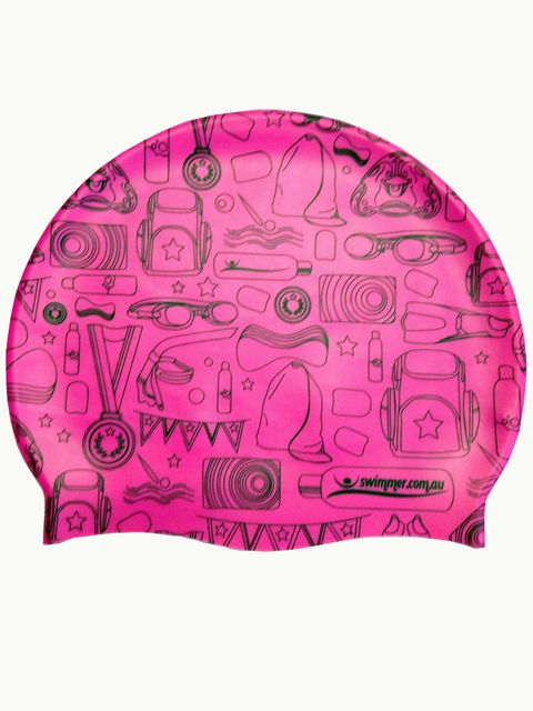Swimmer.com.au Pink & Black Silicone Swim Cap