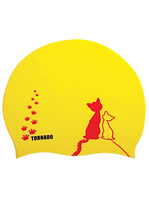 Tornado Meow Yellow Silicone Swim Cap