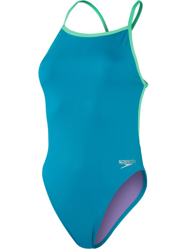 Speedo Solid V-Back One Piece - Aquarium/Fake Green