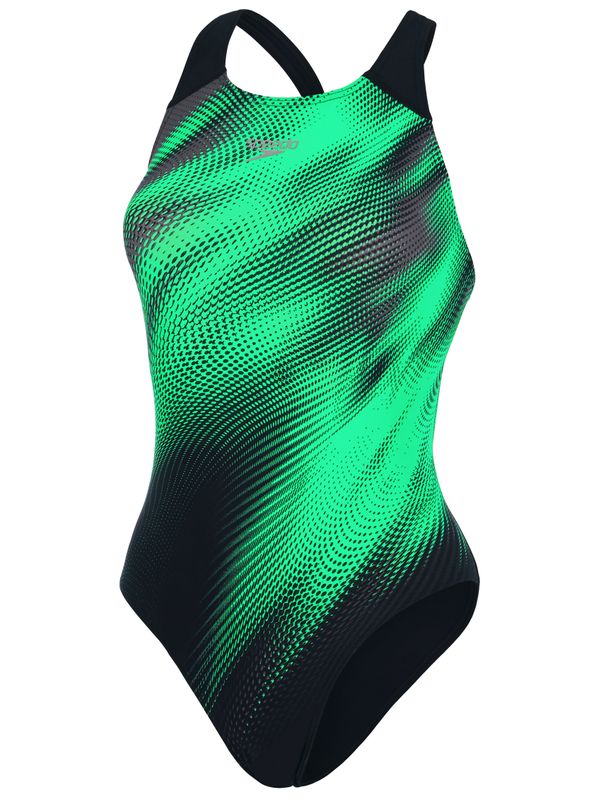 Speedo Placement Digital Powerback One Piece - Black/Green