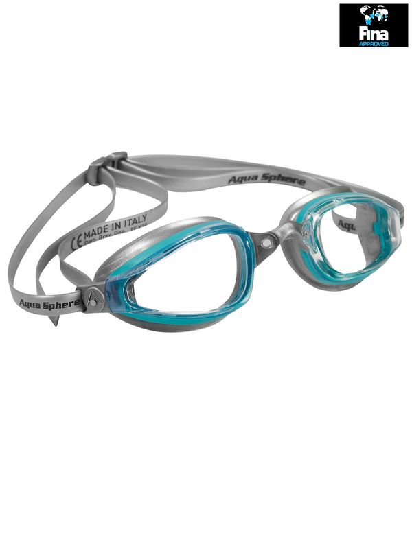 Michael Phelps K180 Aqua & Silver Clear Lens Goggles
