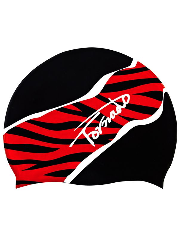 Tornado Tiger Black Silicone Swim Cap