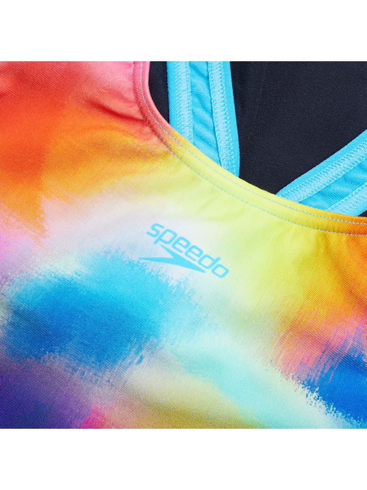 Speedo Splashback One Piece - Navy/Blue/Red/Lemon