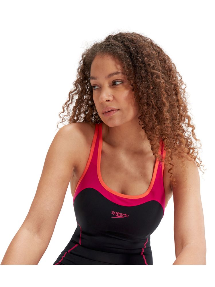 Speedo Panel Legsuit - Black/Pink/Orange