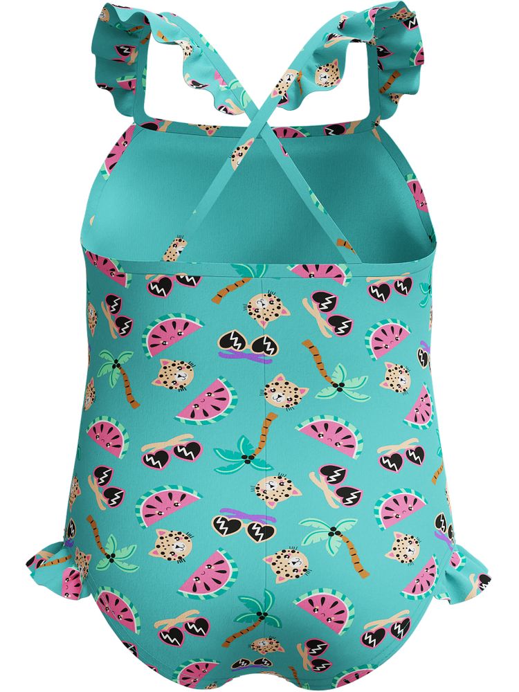 Speedo Toddlers Frill One Piece - Watermelon/Arctic Glass