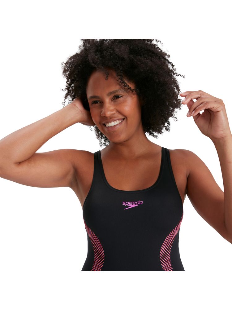 Speedo Placement Muscleback One Piece - Neon Orchid/Tangerine