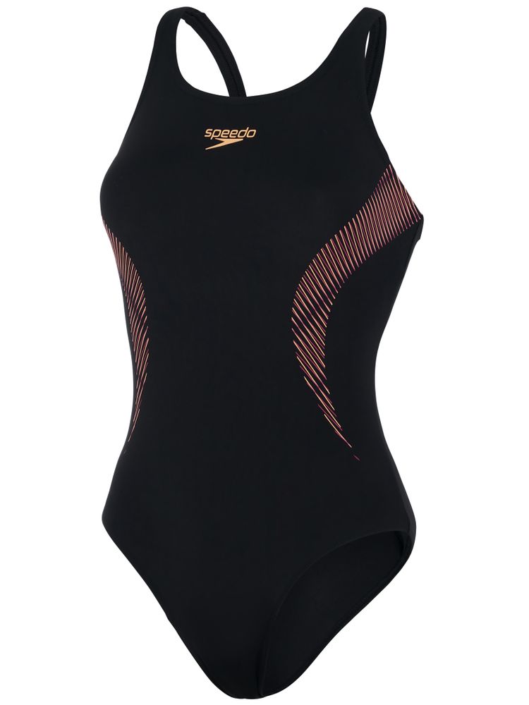 Speedo Placement Muscleback One Piece - Black/Magenta