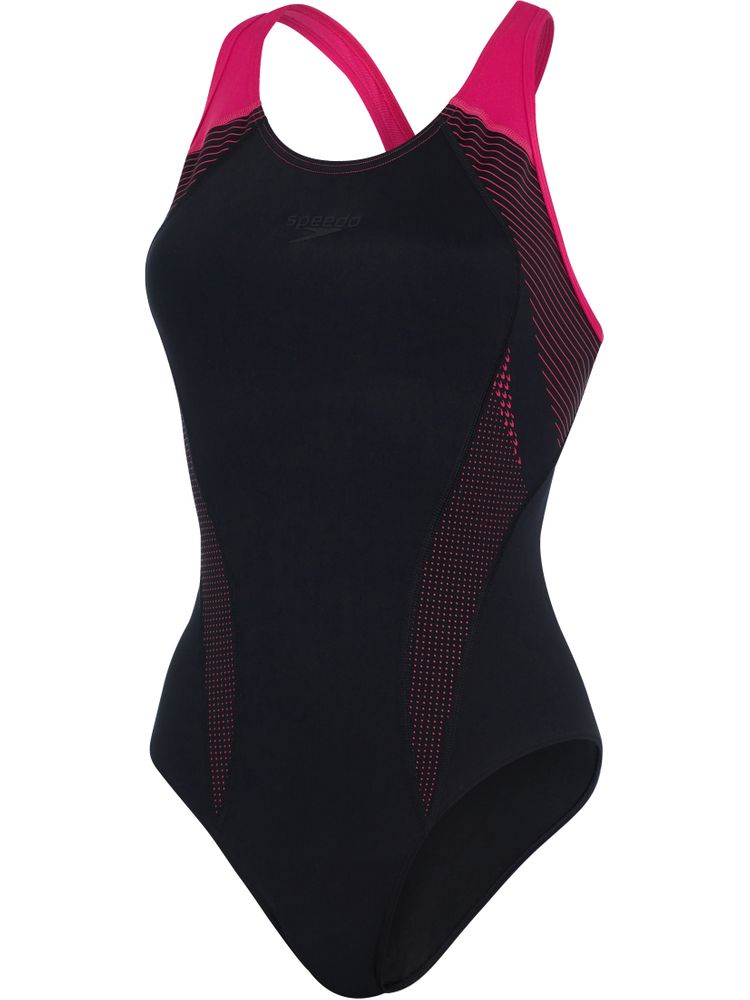 Speedo Plastisol Laneback One Piece - Black/Magenta