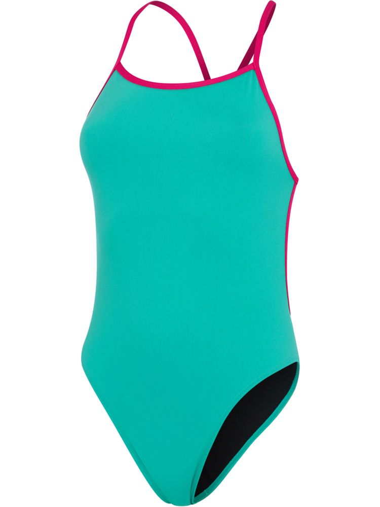 Speedo Solid V-Back One Piece - Tile/Electric Pink