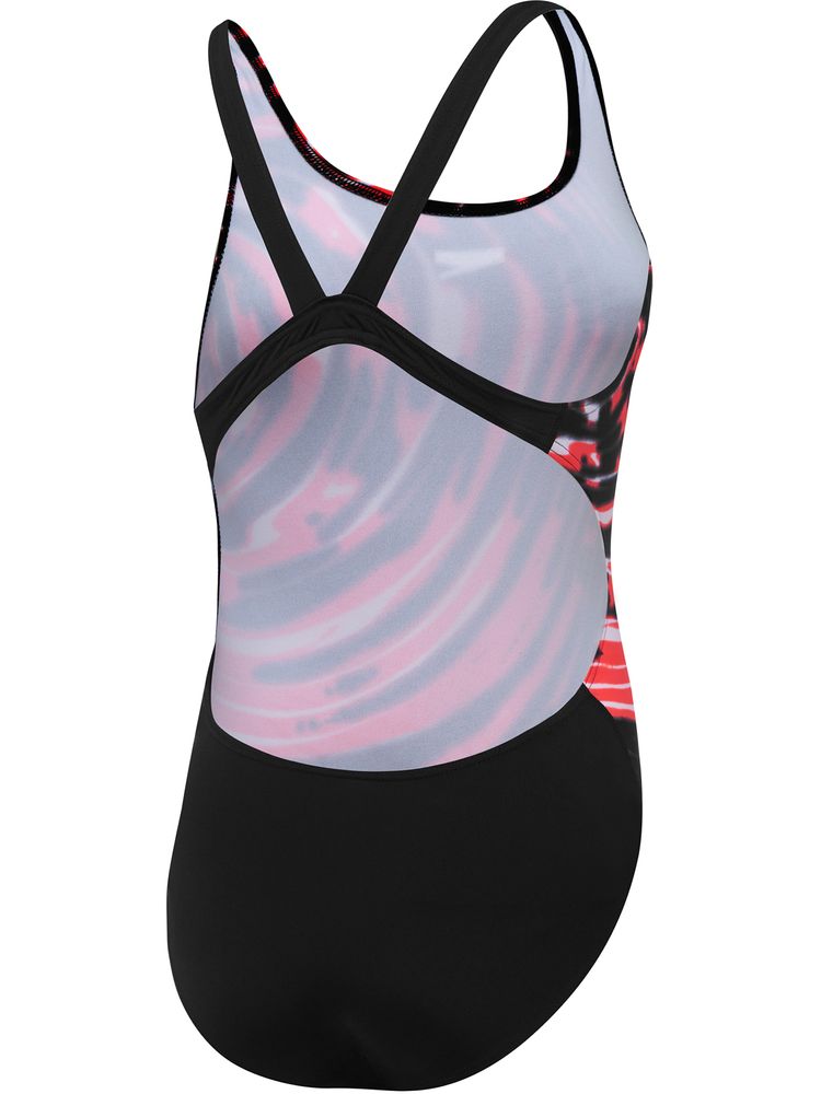 Speedo Leaderback One Piece - Black/Neon Cherry