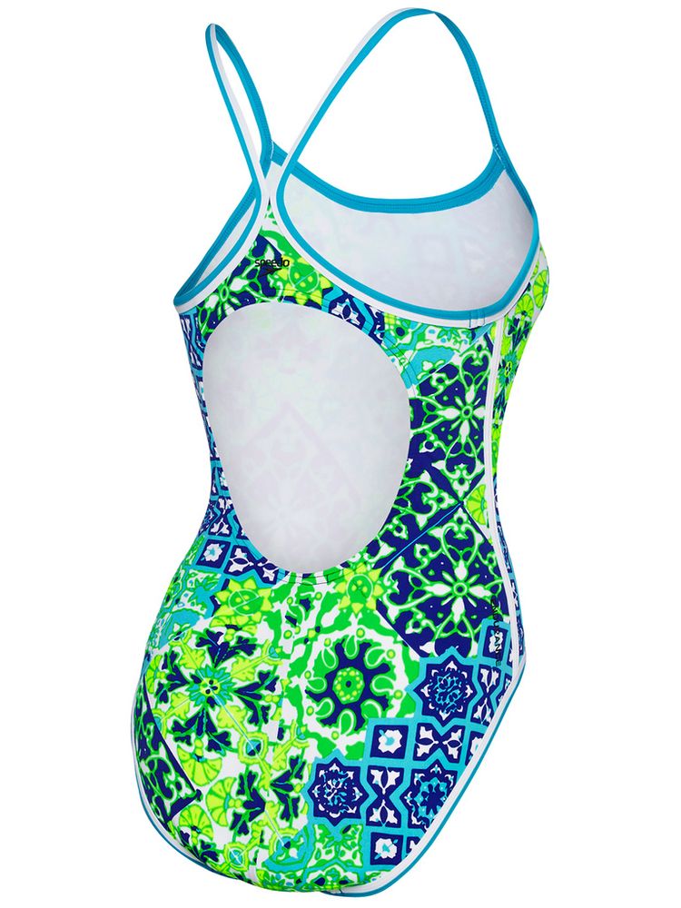 Speedo Sierra Blue Womens One Piece Swimsuit Blue & White