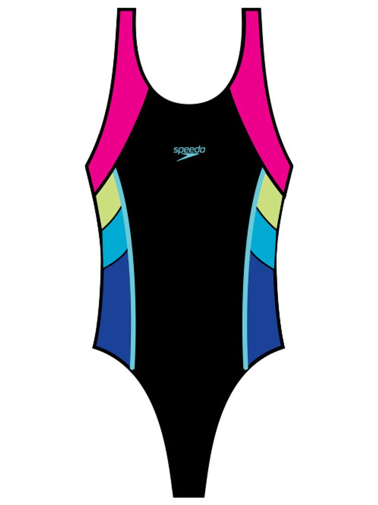 Speedo Hydro Active Medalist Black Girls One Piece Swimsuit