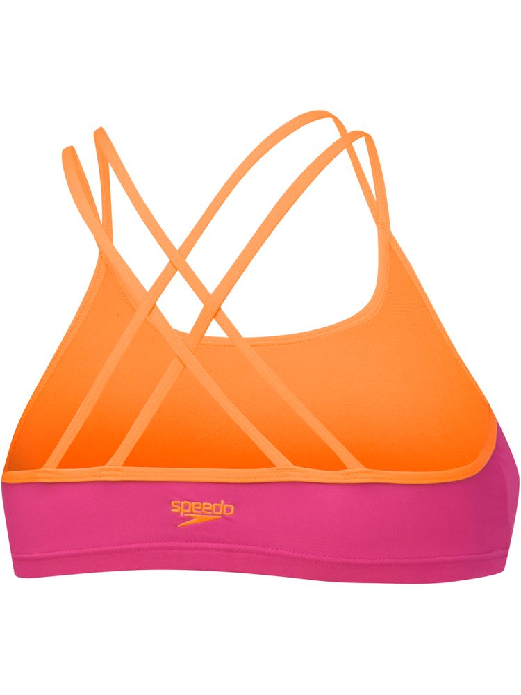 Speedo Crossback Crop Top - Pink & Funray
