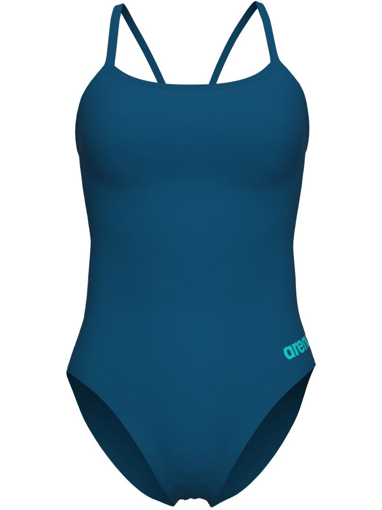Arena Solid Lace Back One Piece - Blue