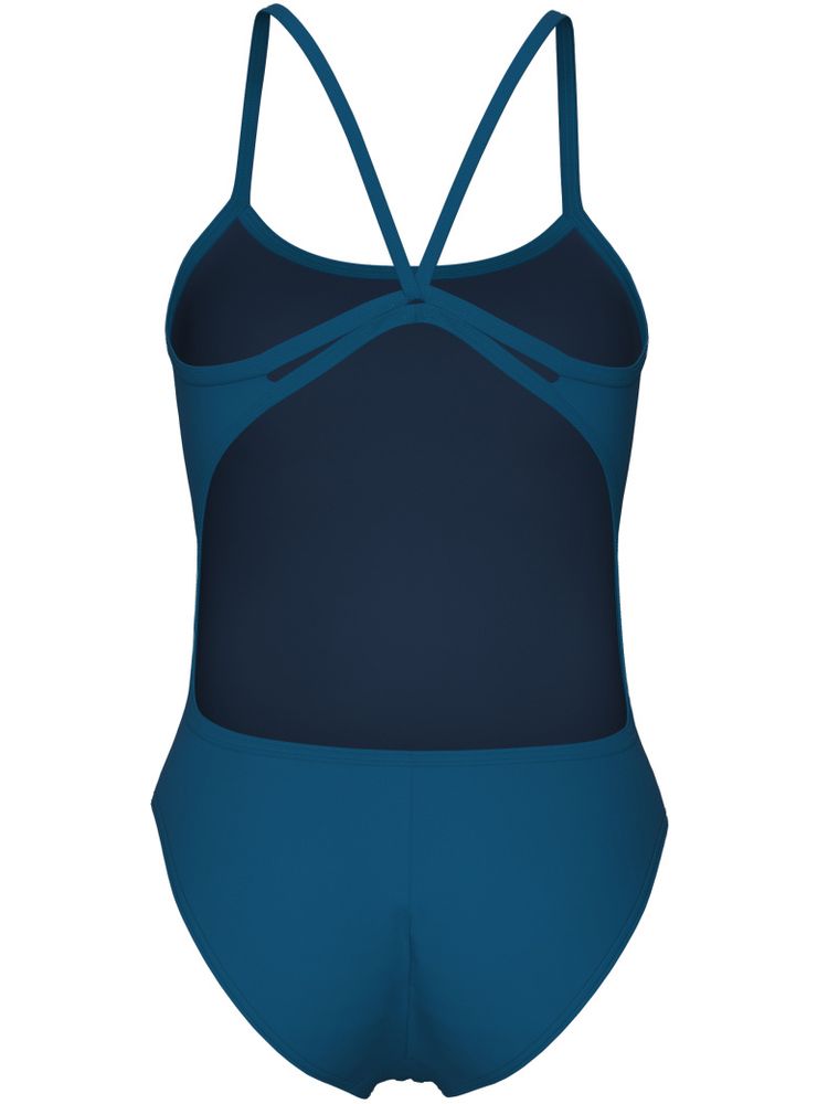 Arena Solid Lace Back One Piece - Blue