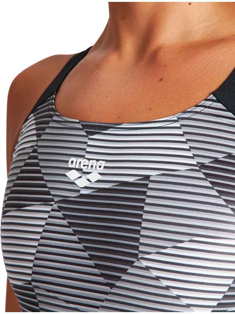 Arena Swim Pro Back One Piece - Striped Geo Black