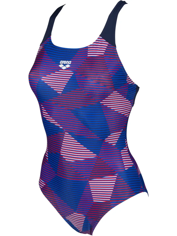 Arena Swim Pro Back One Piece - Striped Geo Navy