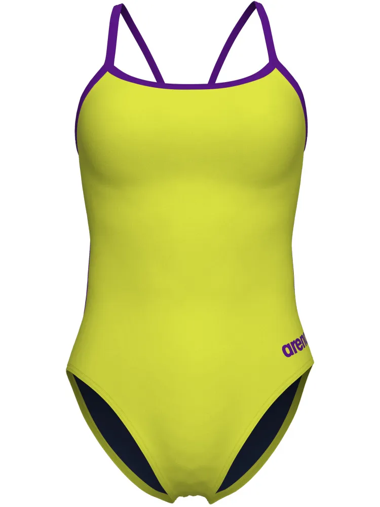 Arena Solid Lace Back One Piece - Green/Plum
