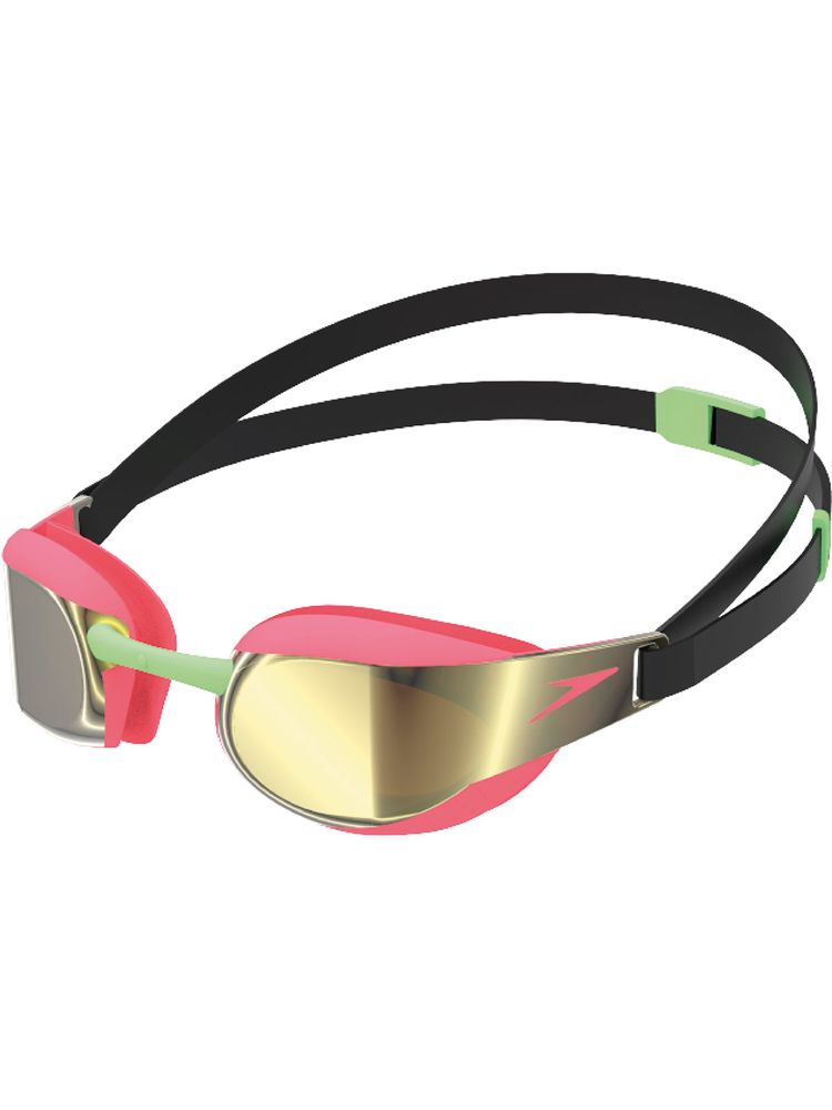 Speedo Fastskin Elite Junior Mirrored Swim Goggles - Black & Phoenix Red