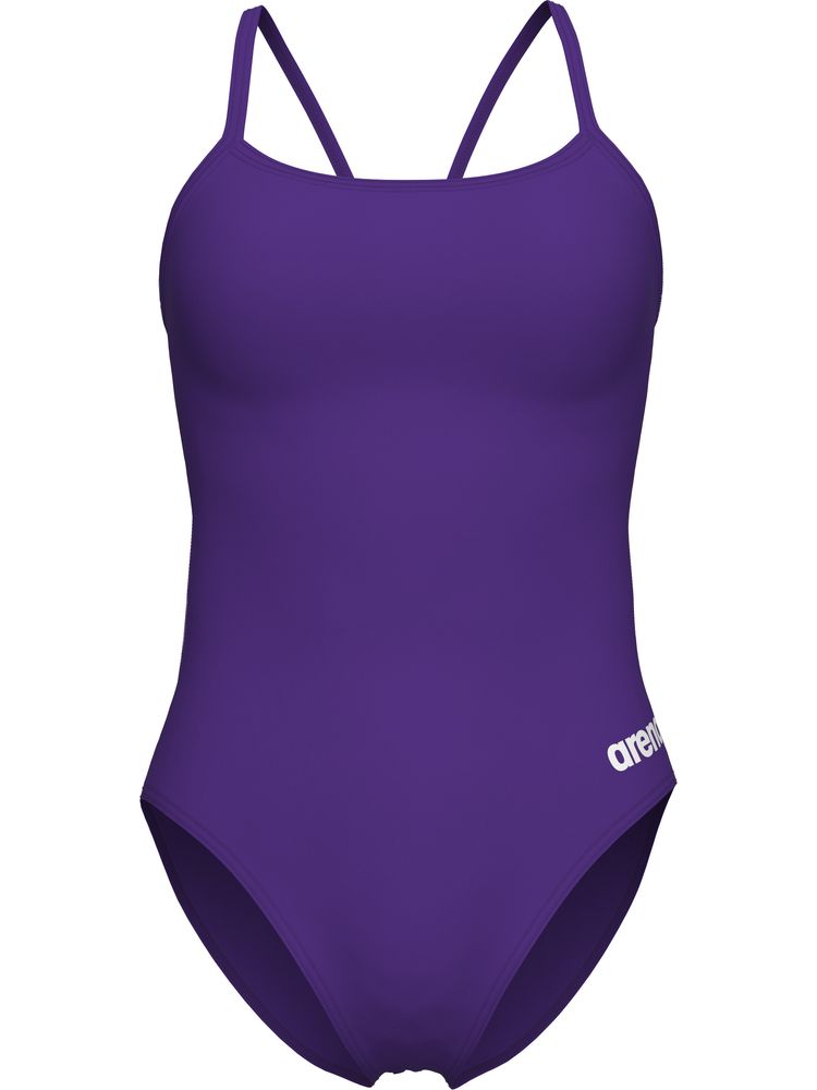 Arena Solid Lace Back One Piece - Plum/White