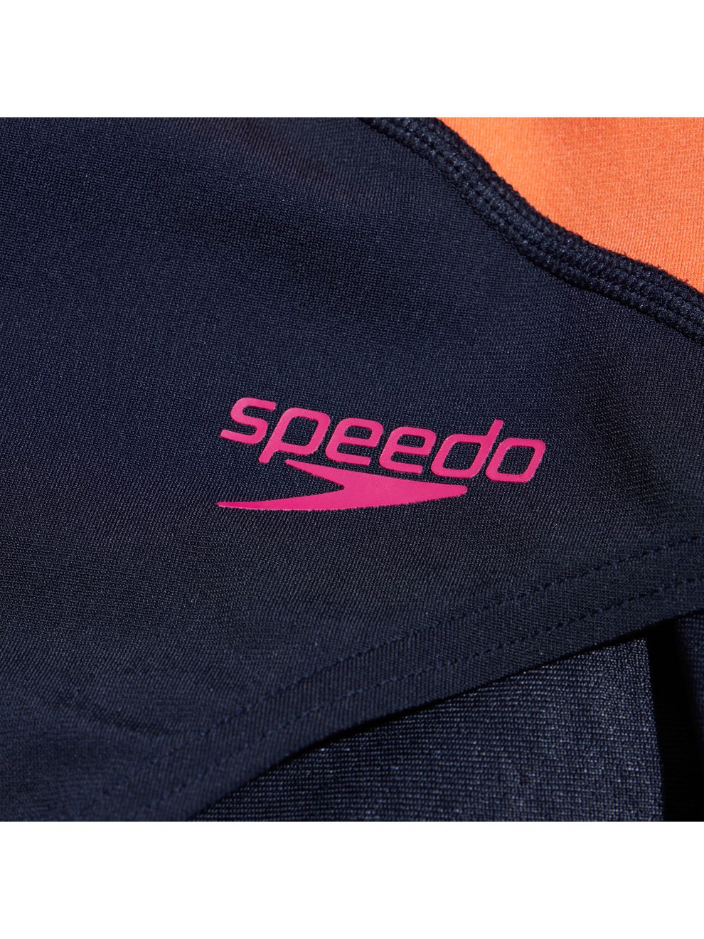 Speedo High Neck Crossback One Piece - Colourblock Navy/Pink/Orange