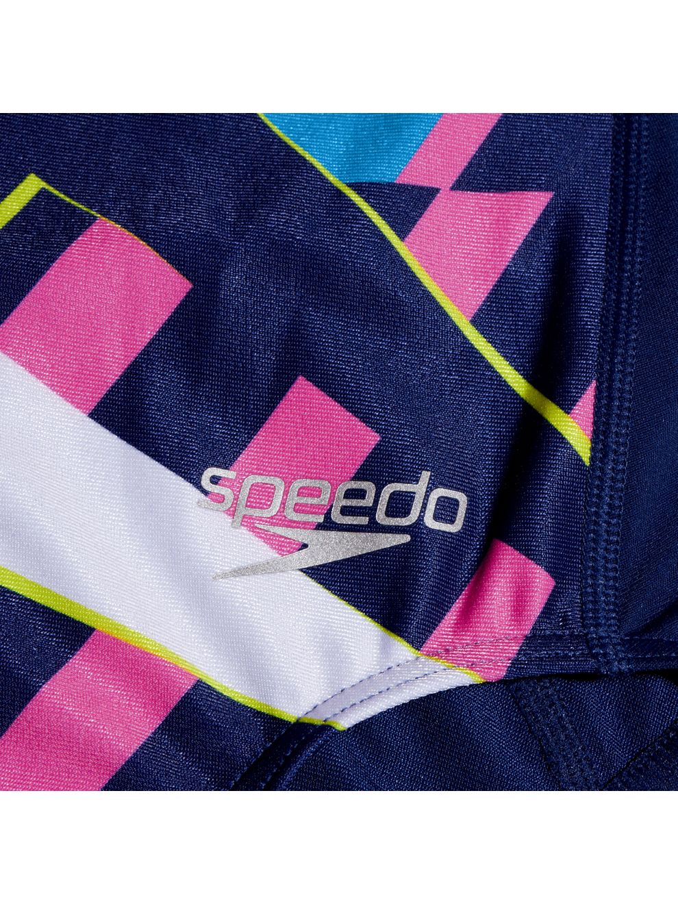 Speedo Lane Line Back One Piece - Blue/Pink/Lime