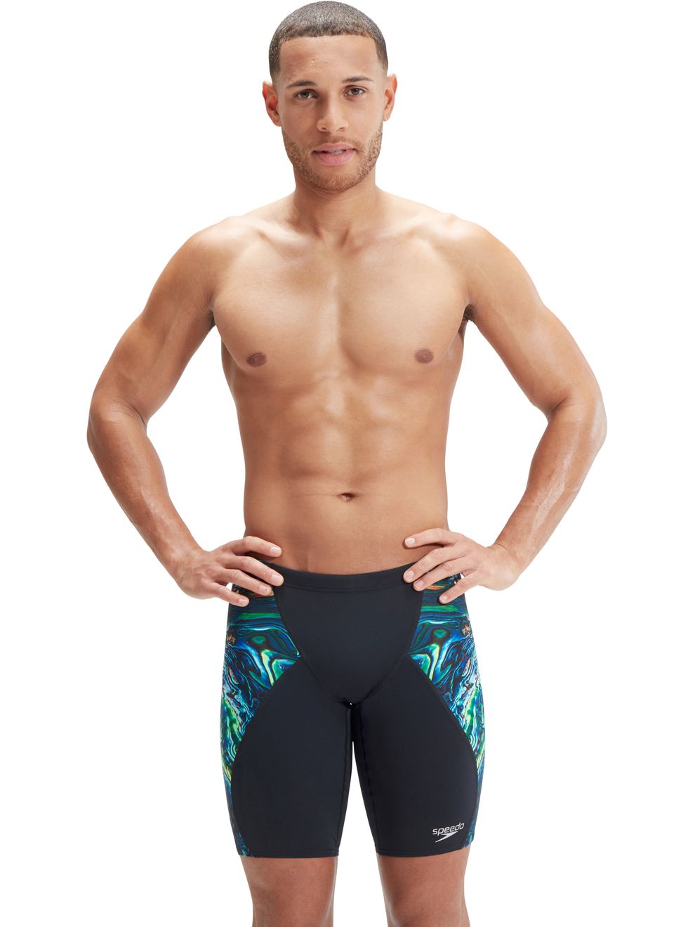 Speedo V-Cut Jammers - Black/Cobalt/Green