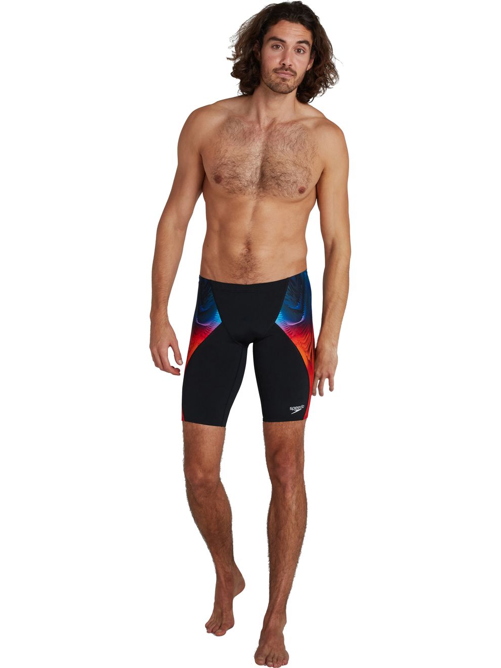 Speedo Digital Placement V-Cut Jammers - Black/Dragonfire Orange/Light ...