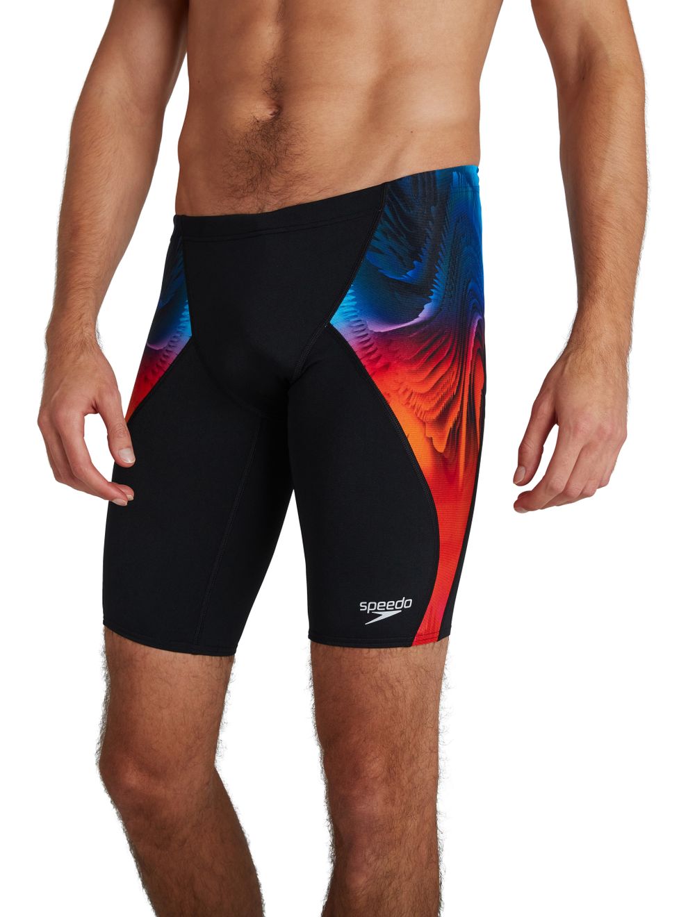 Speedo Digital Placement V-Cut Jammers - Black/Dragonfire Orange/Light ...
