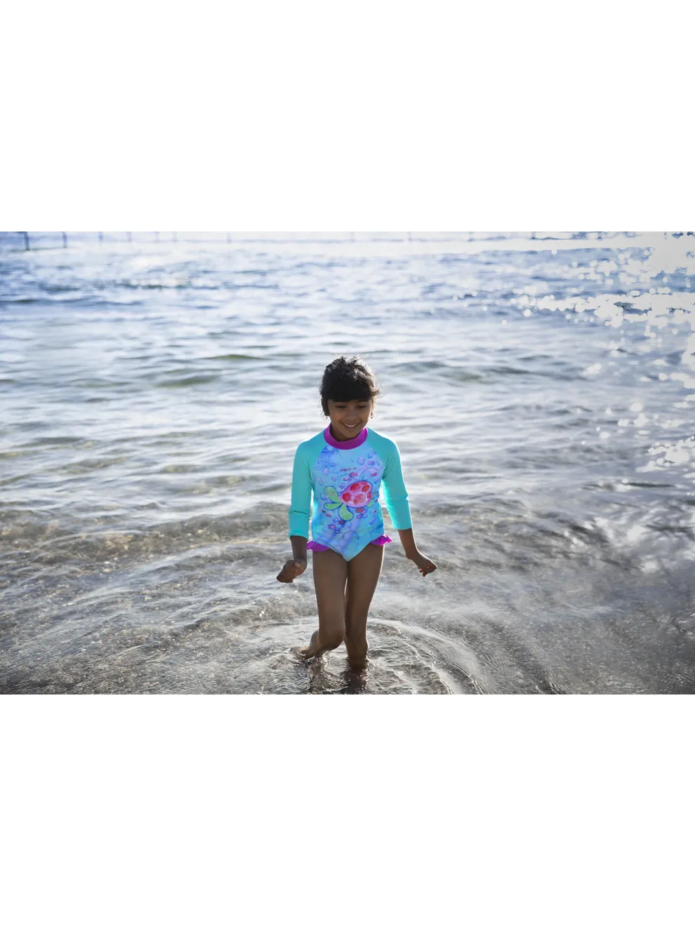 Speedo Long Sleeve Frill One Piece - Spearmint/Neon Orchid/Pink