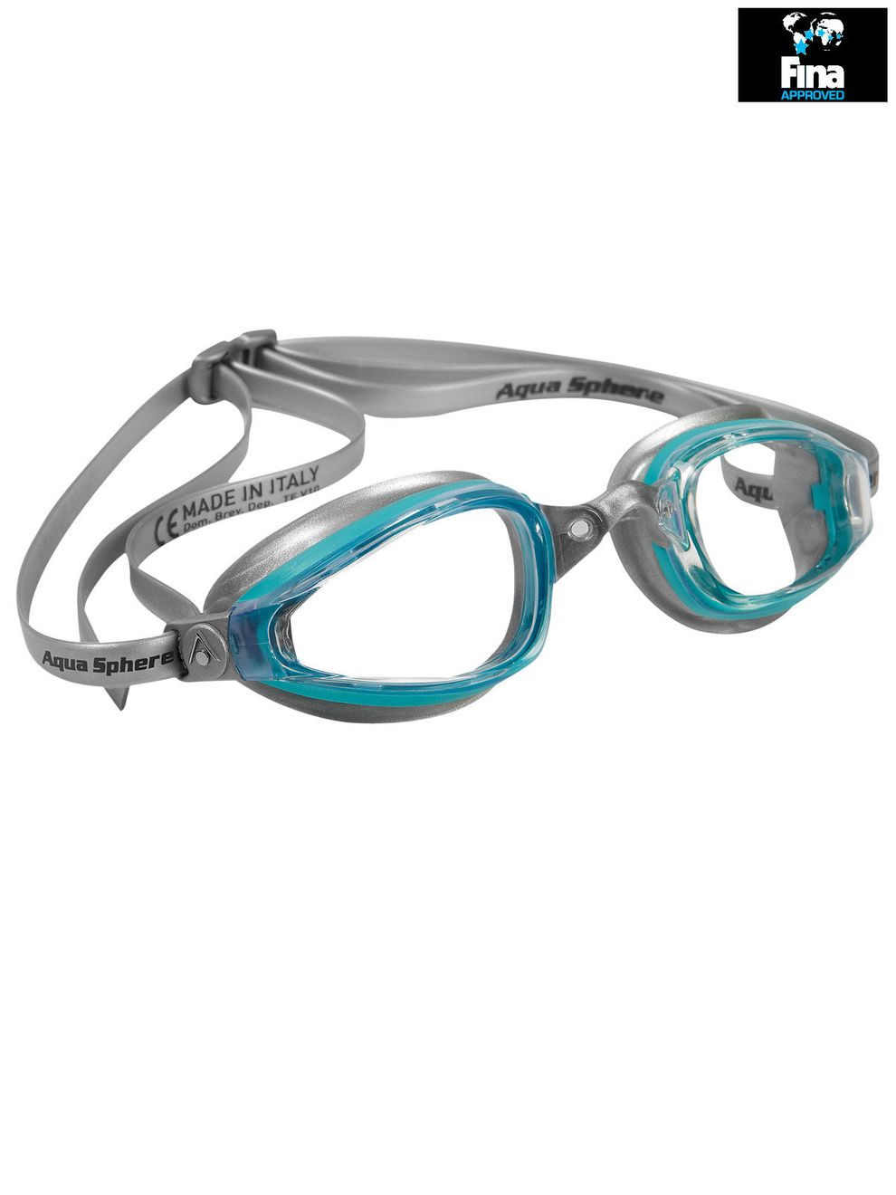 Michael Phelps K180 Aqua & Silver Clear Lens Goggles