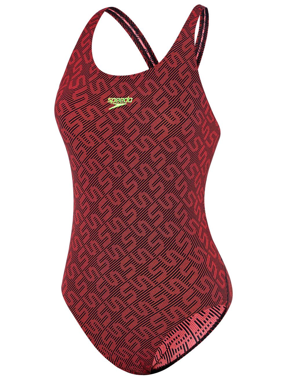 Speedo Monogram Firey Red Womens One Piece Swimsuit