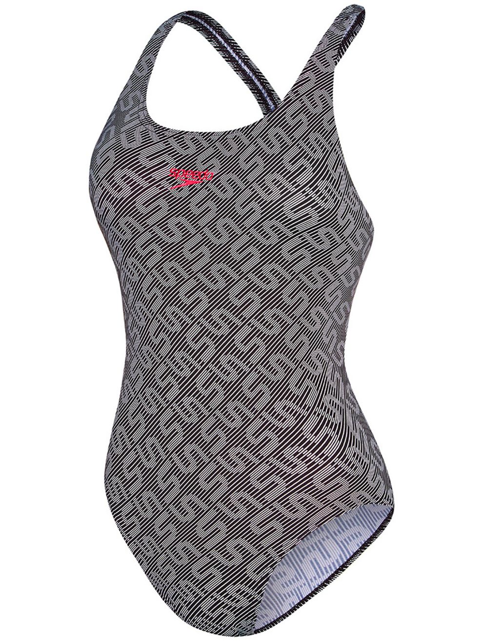 Speedo Monogram Black & Pink One Piece Swimsuit