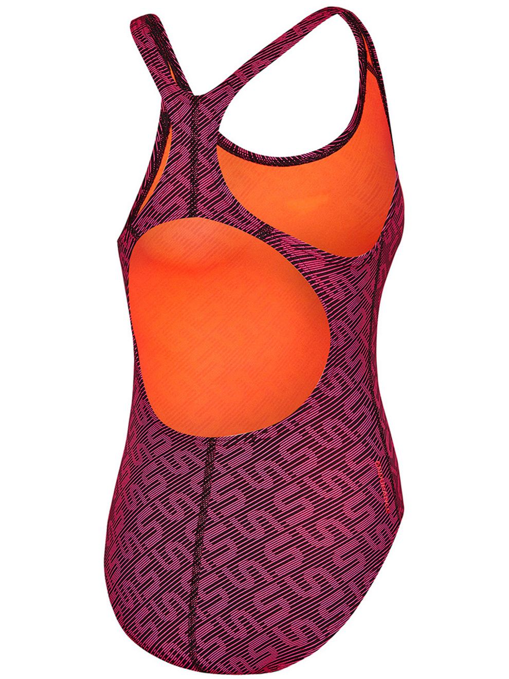 Speedo Monogram Girls Black & Pop Star One Piece Swimsuit