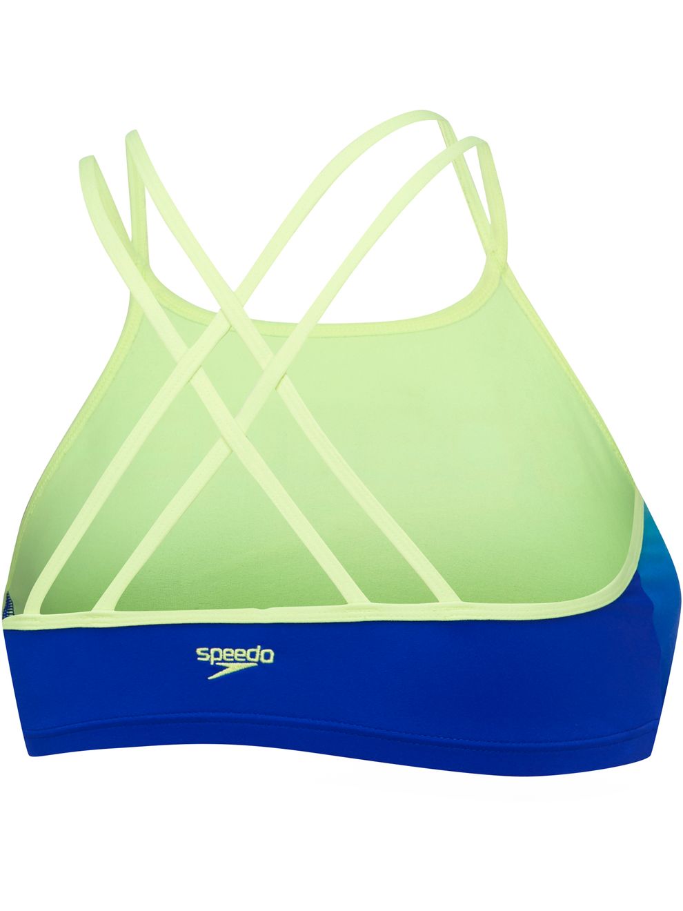 Speedo High Neck Crossback Crop Top - Ombre Laguna